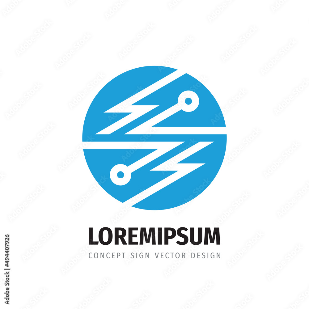 Electronic technology - vector logo design. Digital chip sign. Network ...