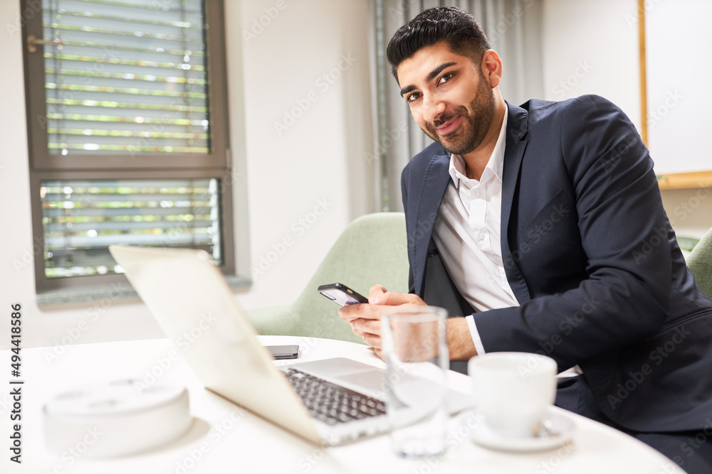 Young business man as start-up founder with laptop Stock Photo | Adobe ...