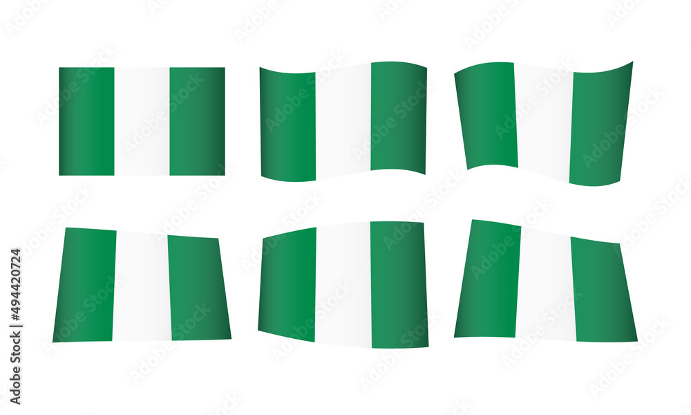 Nigeria Flag Set Nigerian Flags National Symbol Banner Icon Vector ...