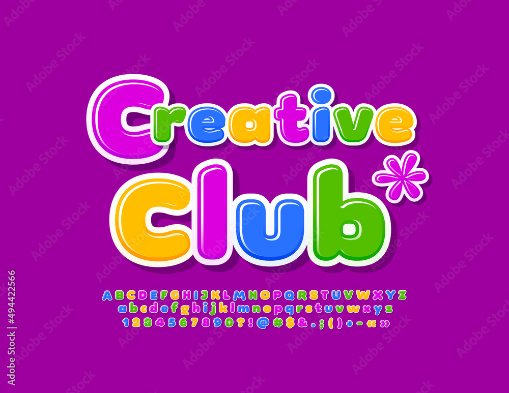 Vector colorful logo Creative Club with decorative element. Bright ...