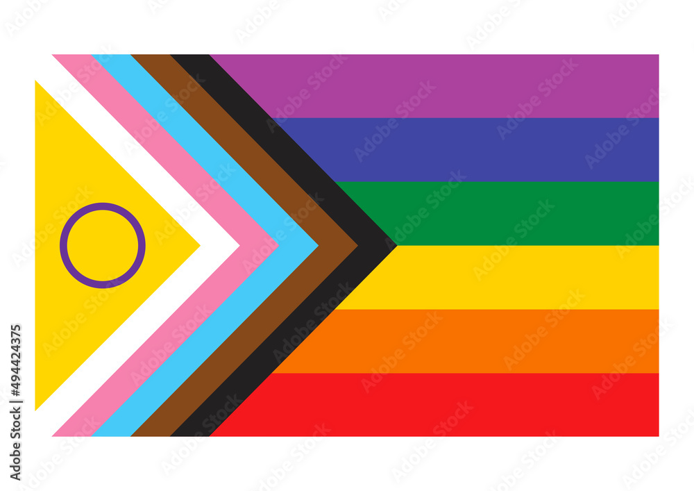 Progress Pride Flag icon vector. LGBTQ+ pride flag icon vector isolated ...