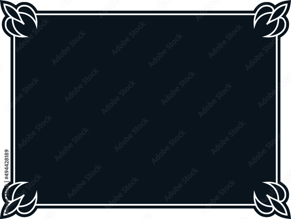 Vector black background with border frame. Rectangular horizontal ...