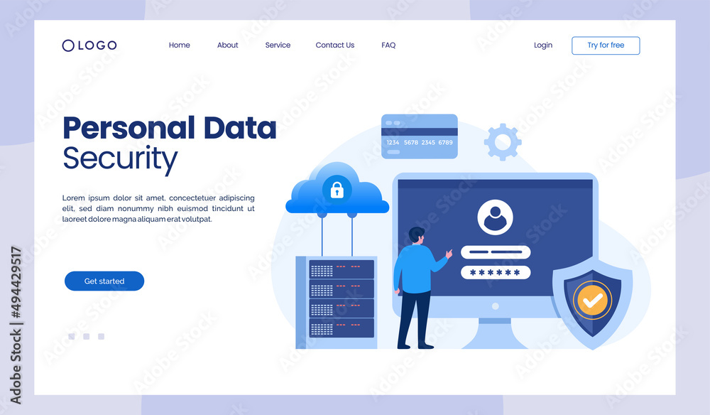 Database and personal data security, cyber data security, privacy, flat ...