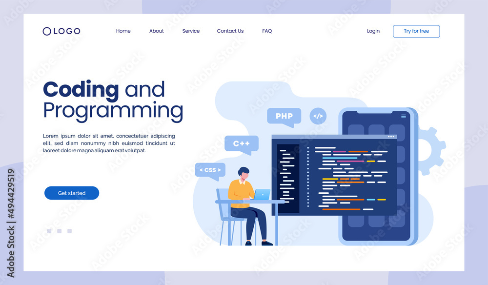 Coding & programming languages. css, html, it, ui. programmer cartoon ...