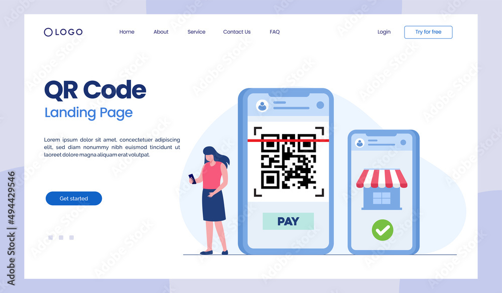 QR code, Scan barcode technology, online payment flat vector ...