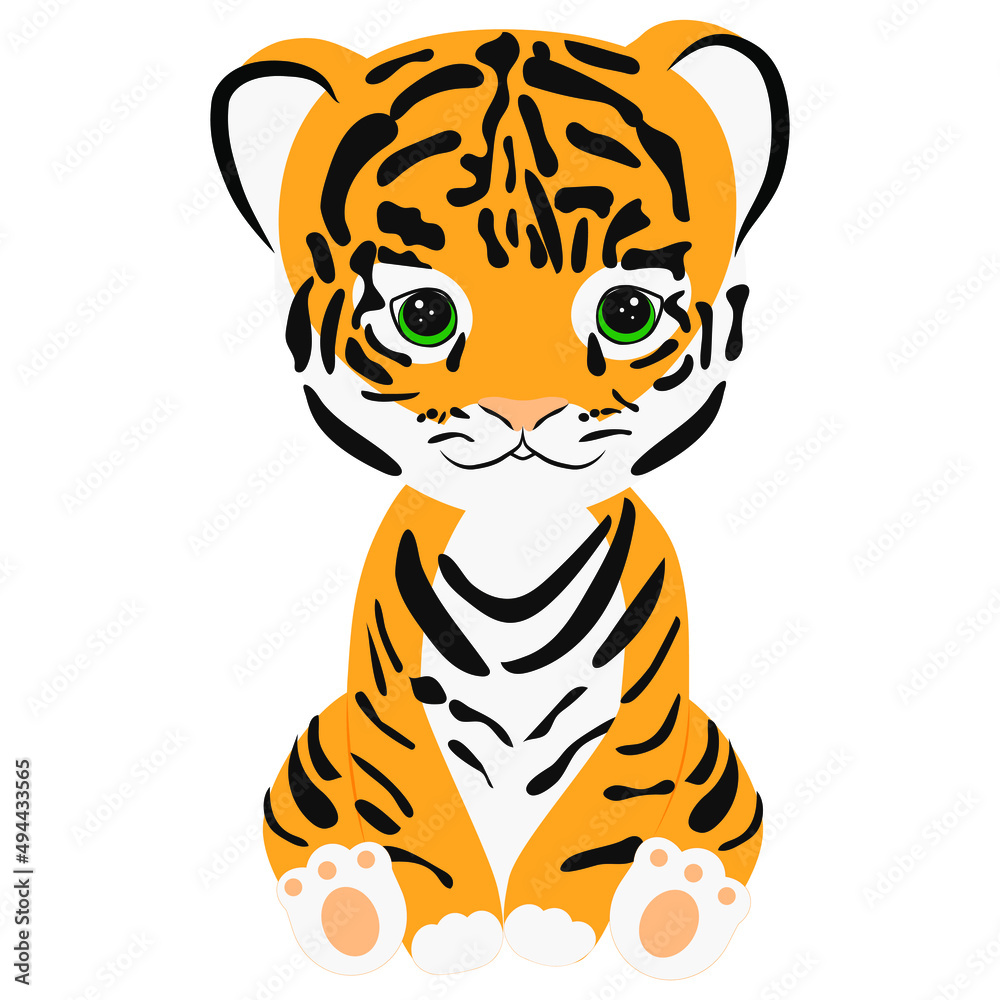 Baby tiger cute kids clipart vector Stock Vector | Adobe Stock