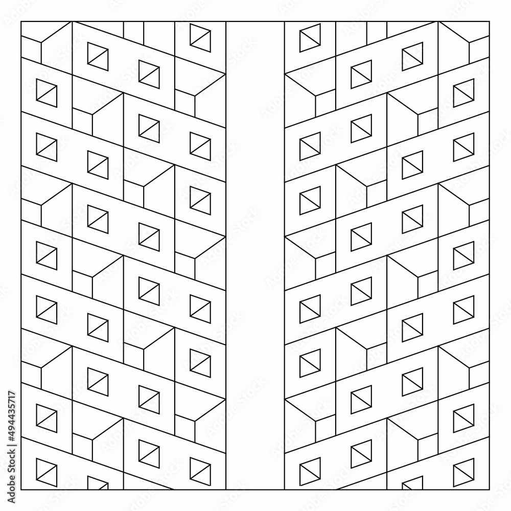 The drawing of hollow boxes opposite each other at a distance. Easy ...
