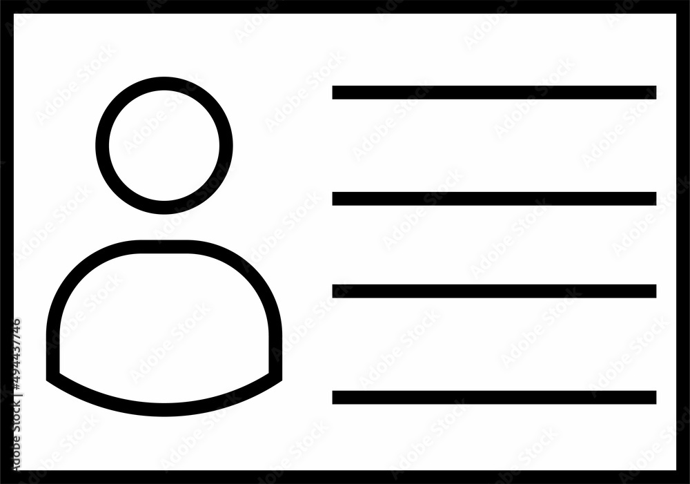 icon illustration of ID CARD outline on transparent background ...