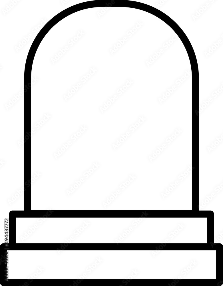 Icon illustration of Tombstone, gravestone, headstone outline on transparent background. Stock ...