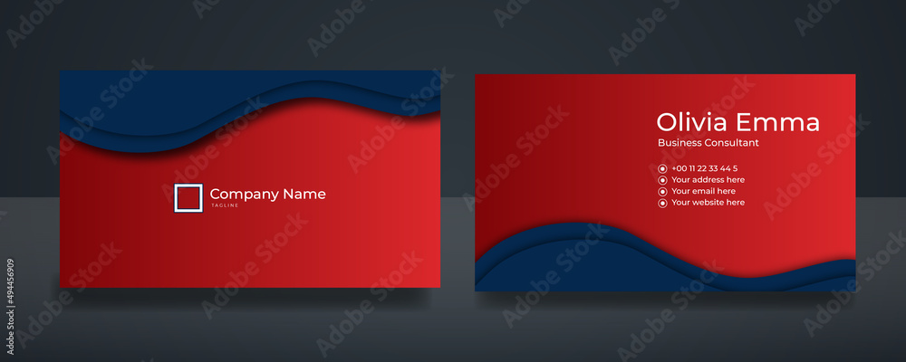 abstract blue red theme geometric business card design Stock Vector ...