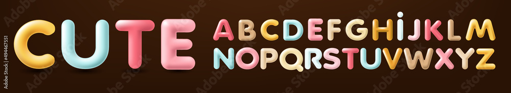 Cute colorful kids style font design, Alphabet collection for children ...