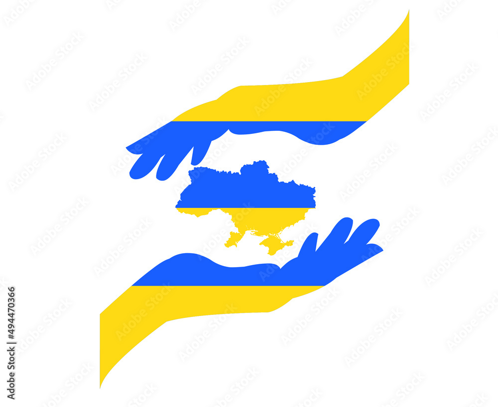 Ukraine Map And Hands Flag Emblem Symbol Abstract National Europe ...
