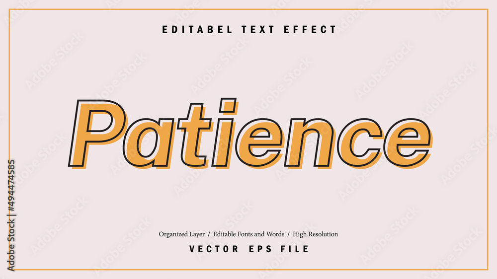 Editable Patience Font Design. Alphabet Typography Template Text Effect ...