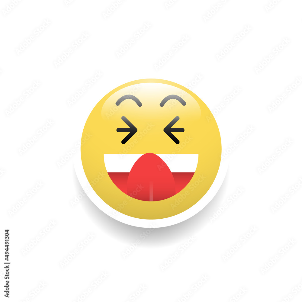 Cheeky face emoticon, Vector and Illustration. Stock Vector | Adobe Stock