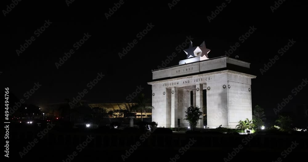 Black Star Square Independence monument dark night Accra Ghana pan ...