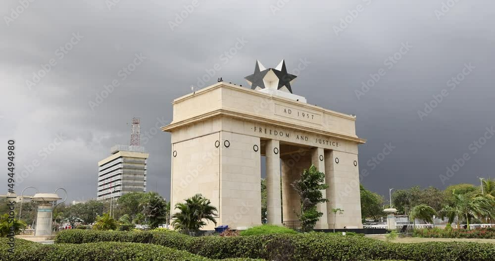 Black Star national monument Accra Ghana Africa. Historical central ...