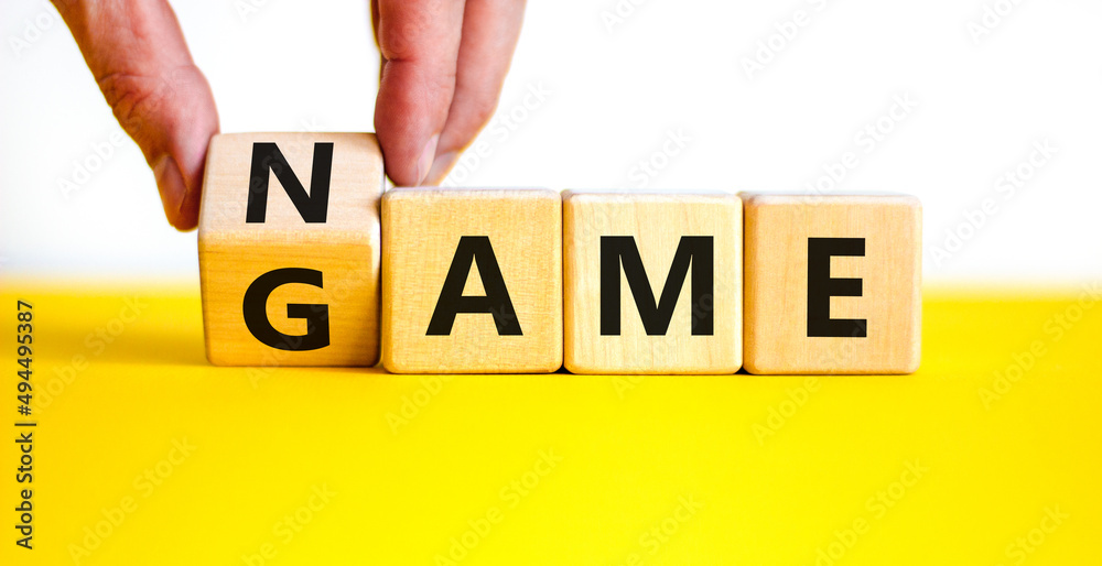 Name of the game symbol. Wooden blocks with concept words Name Game ...