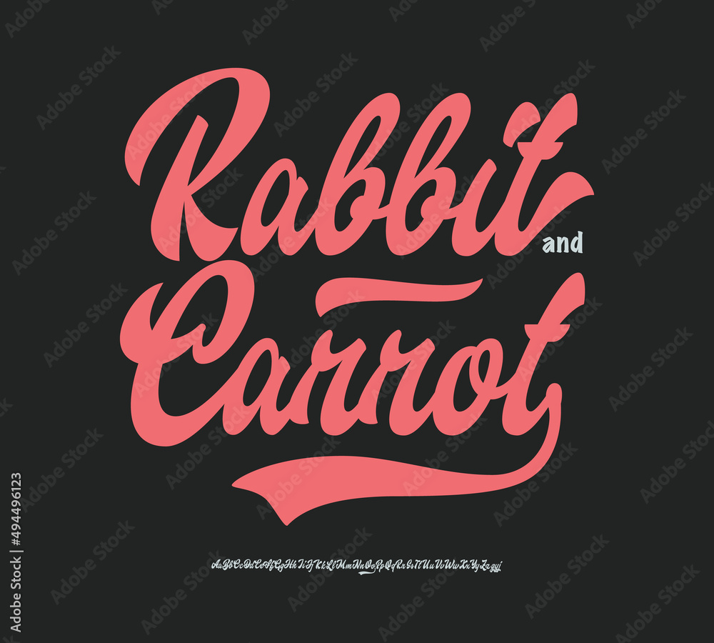 Rabbit and Carrot. Script Font. Vector Stock Vector | Adobe Stock