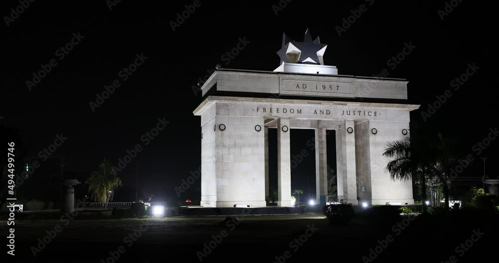 Black Star Square Independence monument night Accra Ghana pan ...