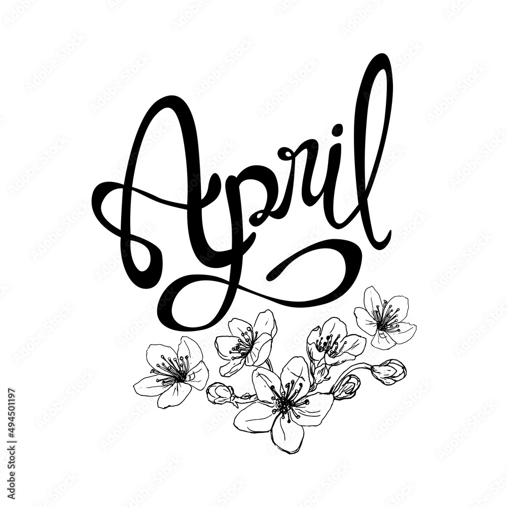Letrero de letras escritas a mano y vectorizado "April". Recurso ...