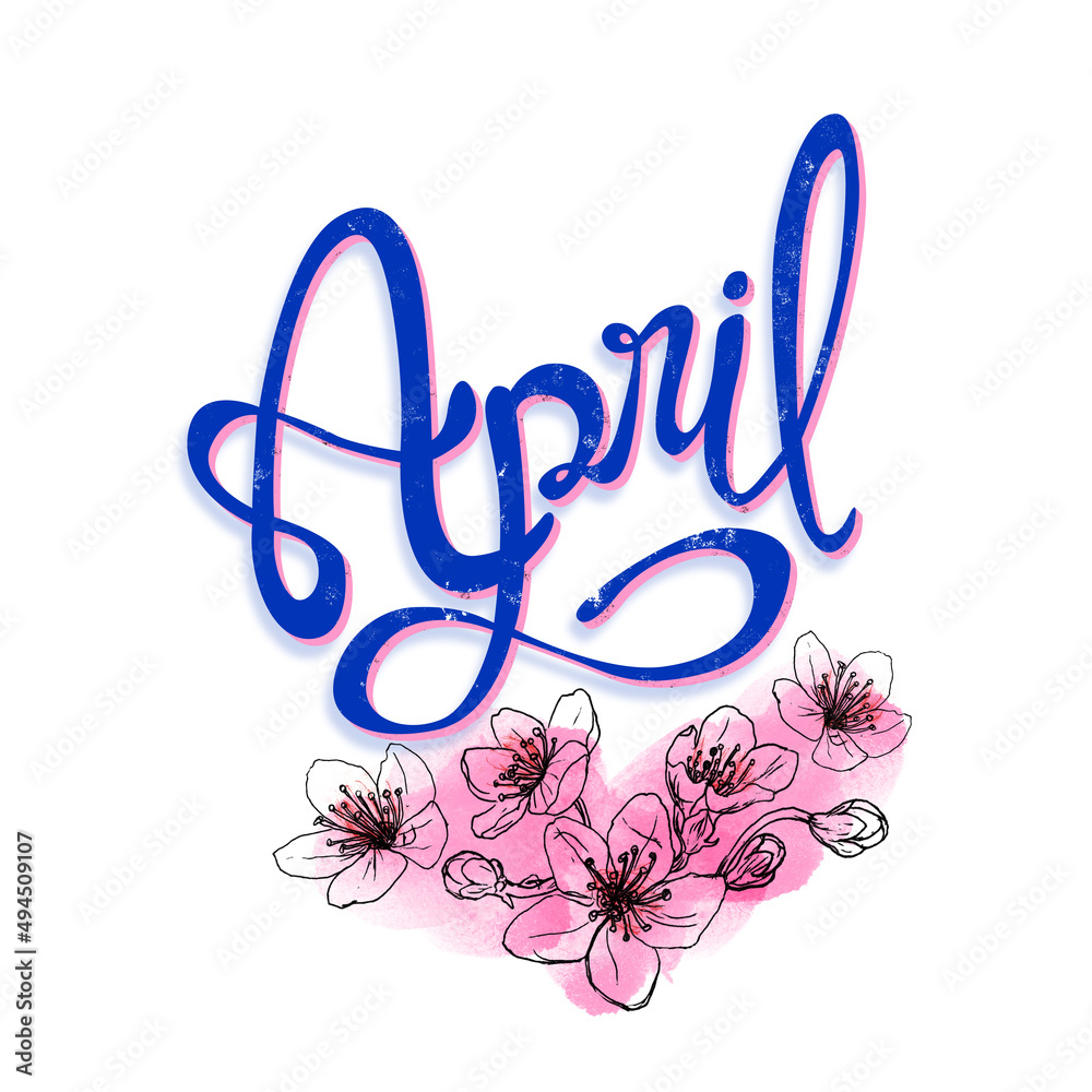 Cartel tipo Lettering "April". Letrero de letras escritas a mano con ...