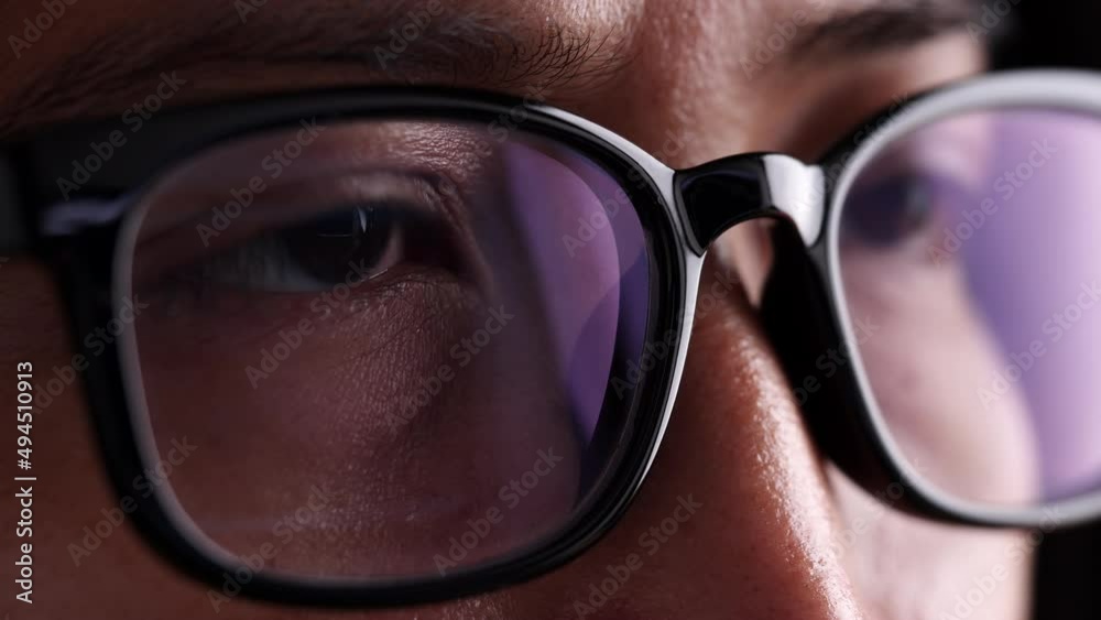 Close-up businesswomen wearing eyeglasses or computer glasses to filter ...