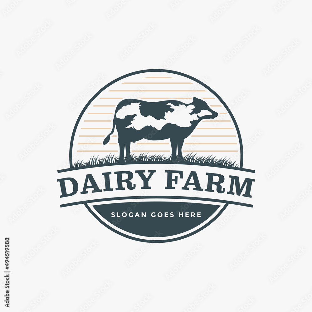 Vintage label badge emblem dairy farm logo, dairy product logo, milk ...