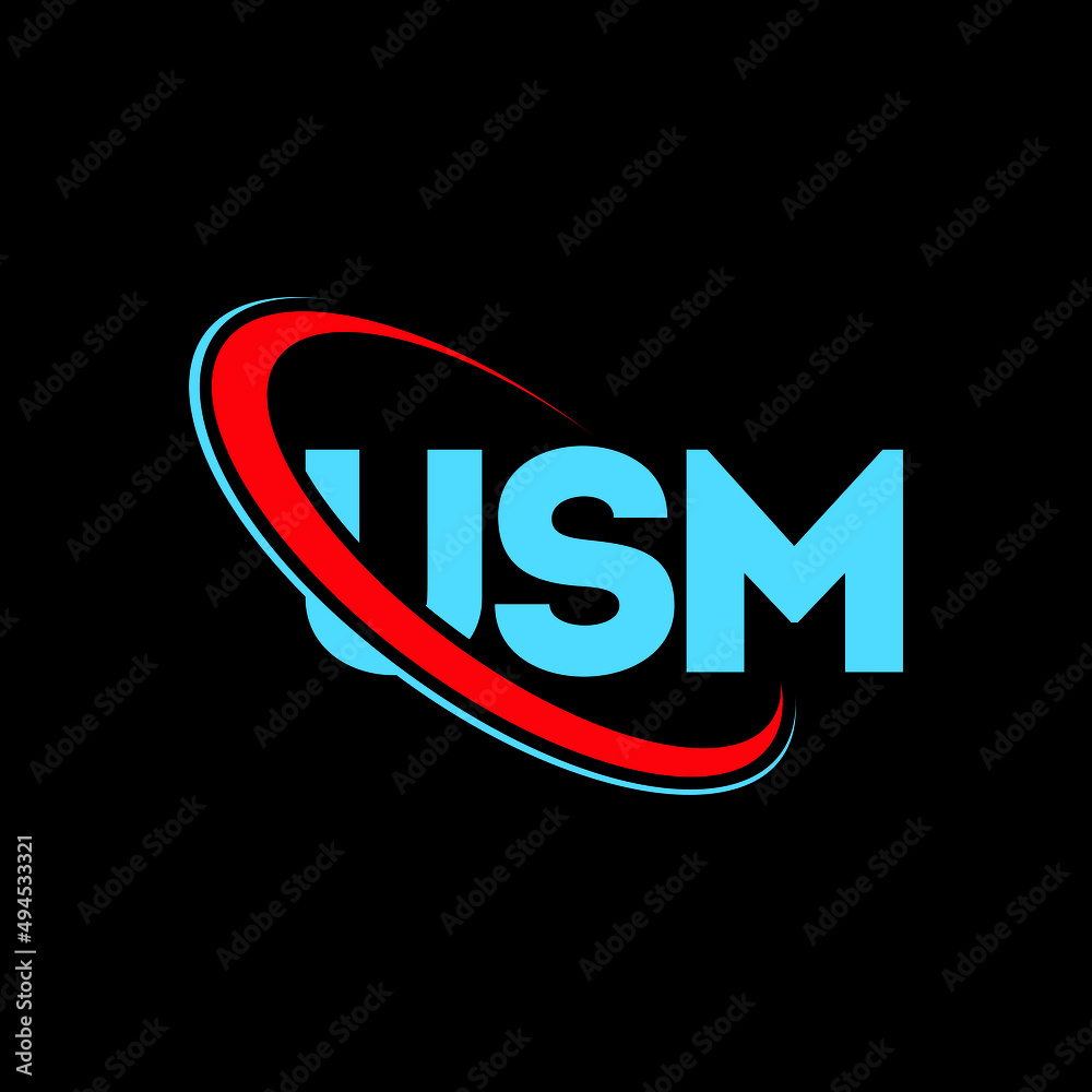 USM logo. USM letter. USM letter logo design. Initials USM logo linked with circle and uppercase ...
