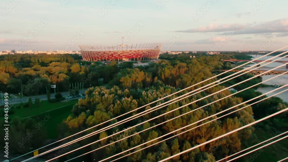 Aerial view of National Stadium known as Stadion Narodowy in Warsaw ...