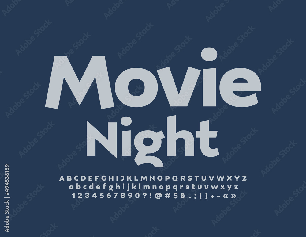Vector event poster Movie Night. Elegant Alphabet Letters, Numbers and ...