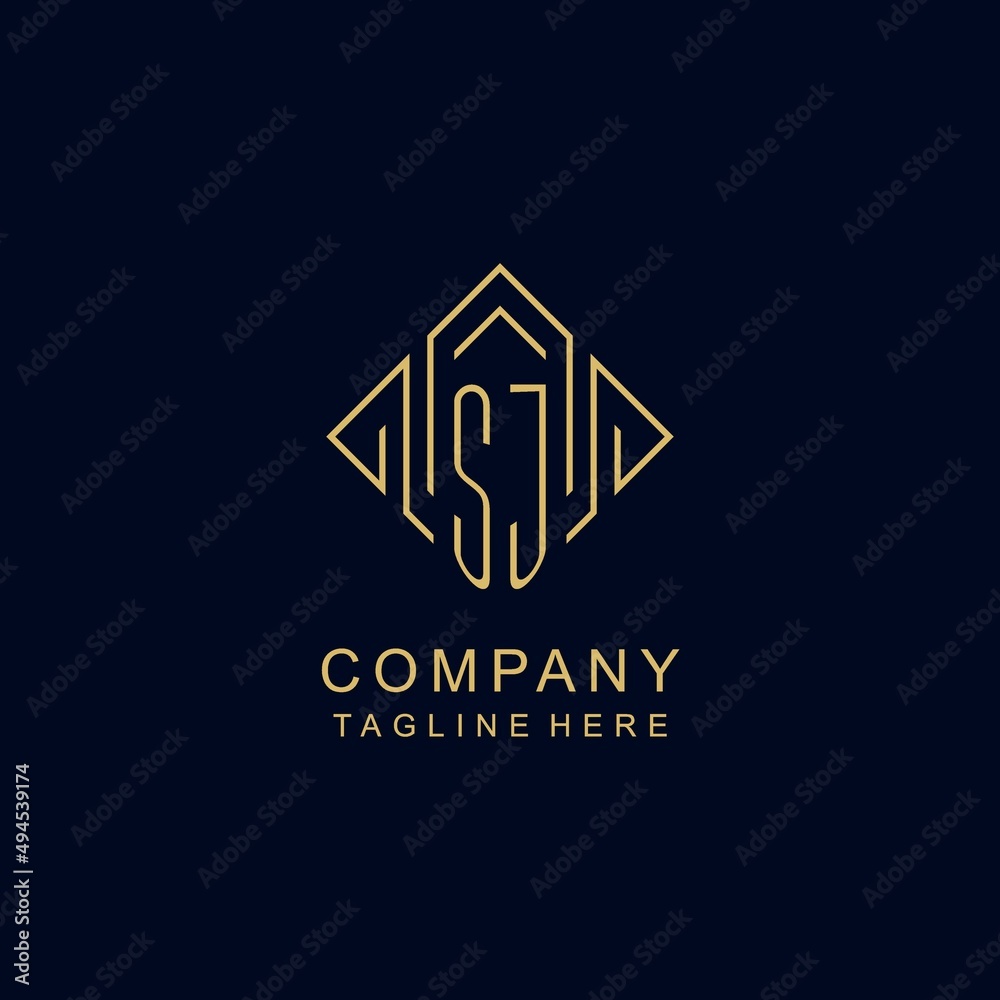 Initial logo SJ monogram with rhombus line style design Stock Vector | Adobe Stock