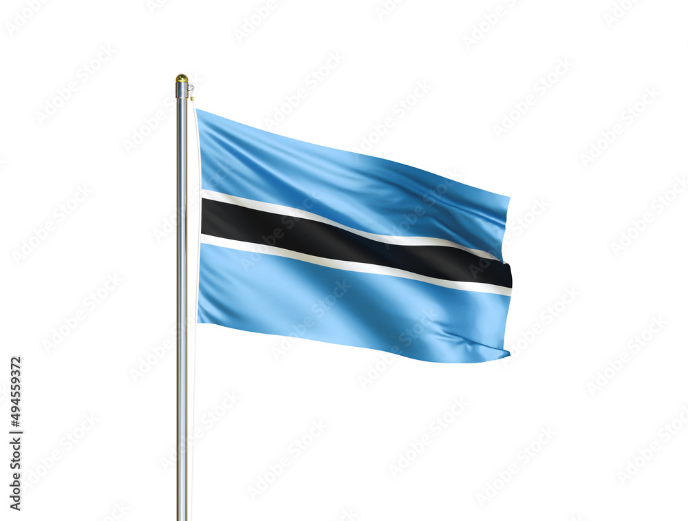 Botswana national flag waving in isolated white background. Botswana ...