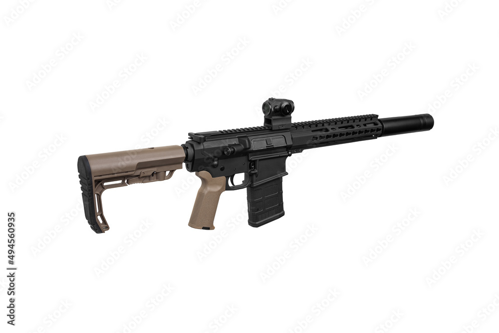Modern automatic rifle isolated on white background. Weapons for police ...