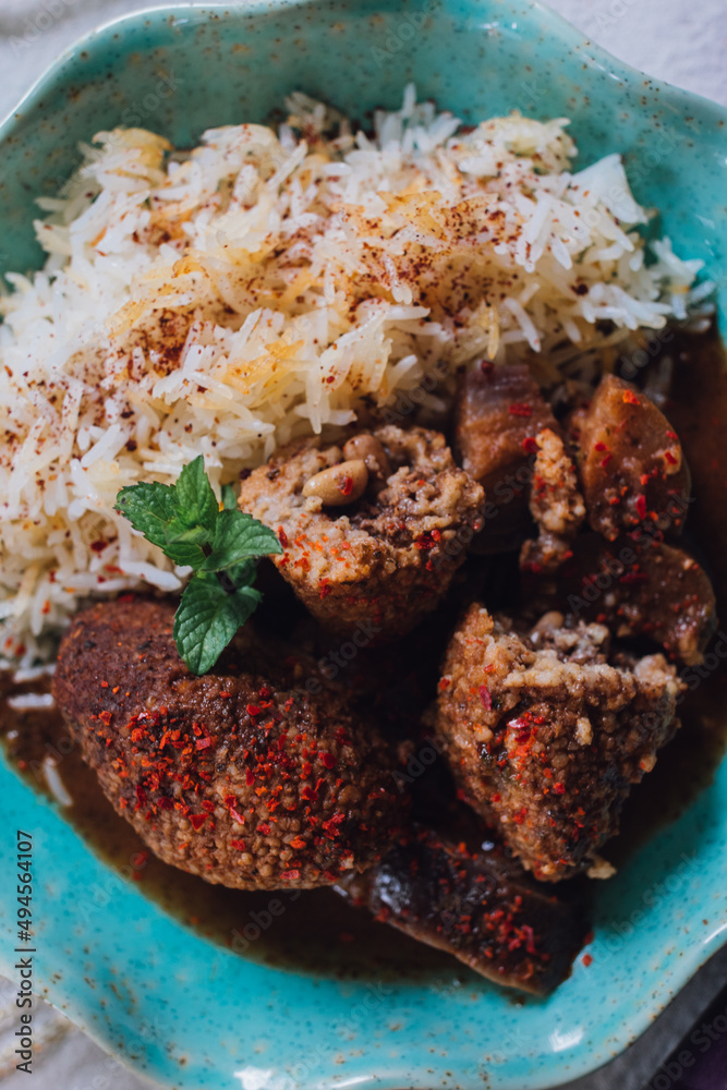 Kibbe Summaqiyeh, kibbeh in sumac stock, meatball recipe from Aleppo ...