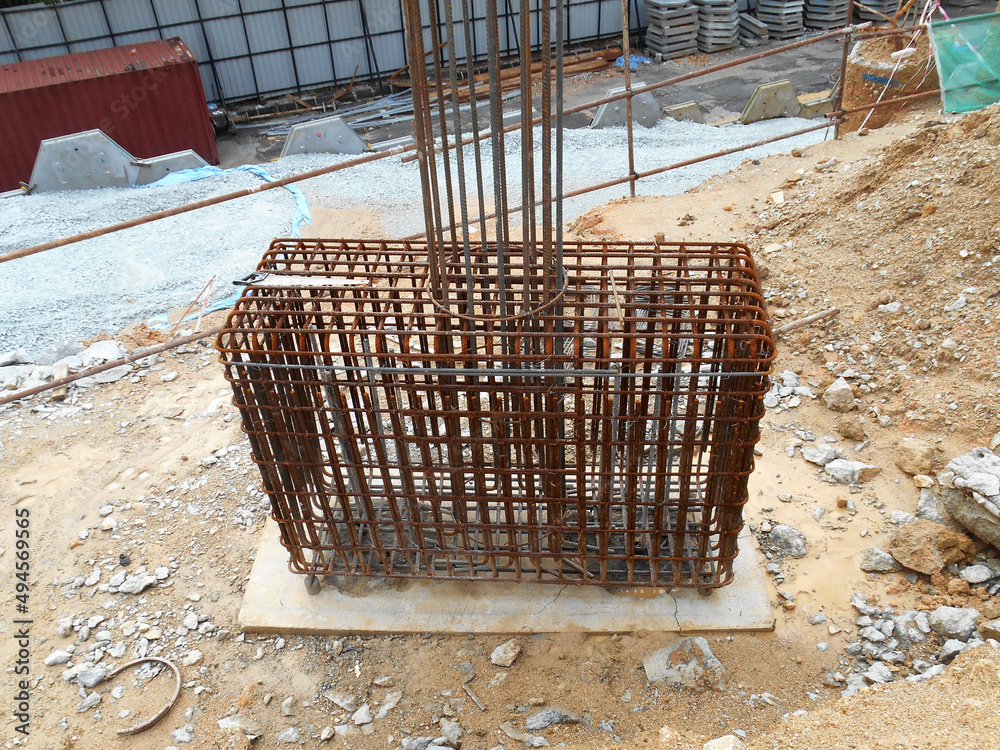 SELANGOR, MALAYSIA -JULY 4, 2021: The concrete pile cap and column ...