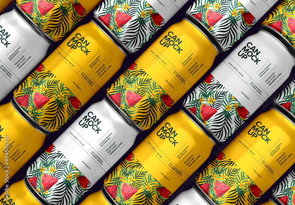 Soda Packaging Can Mockup Design Stock Template | Adobe Stock