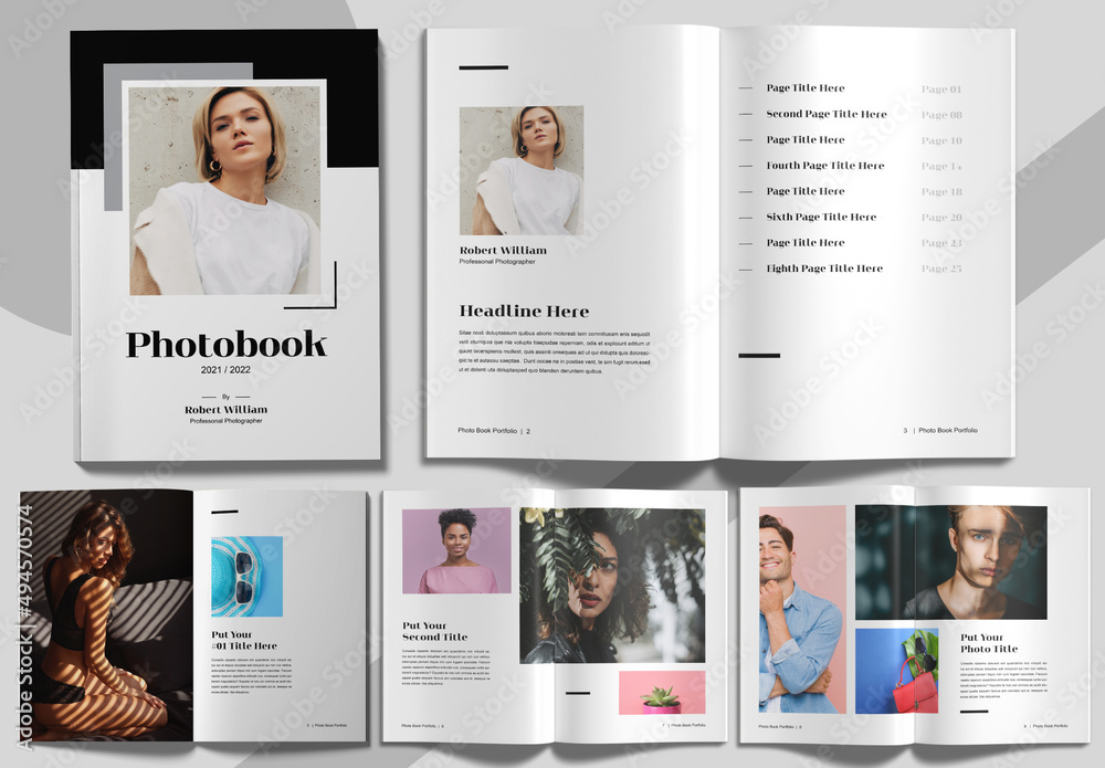 Photo Book Magazine Design Layout Stock Template | Adobe Stock