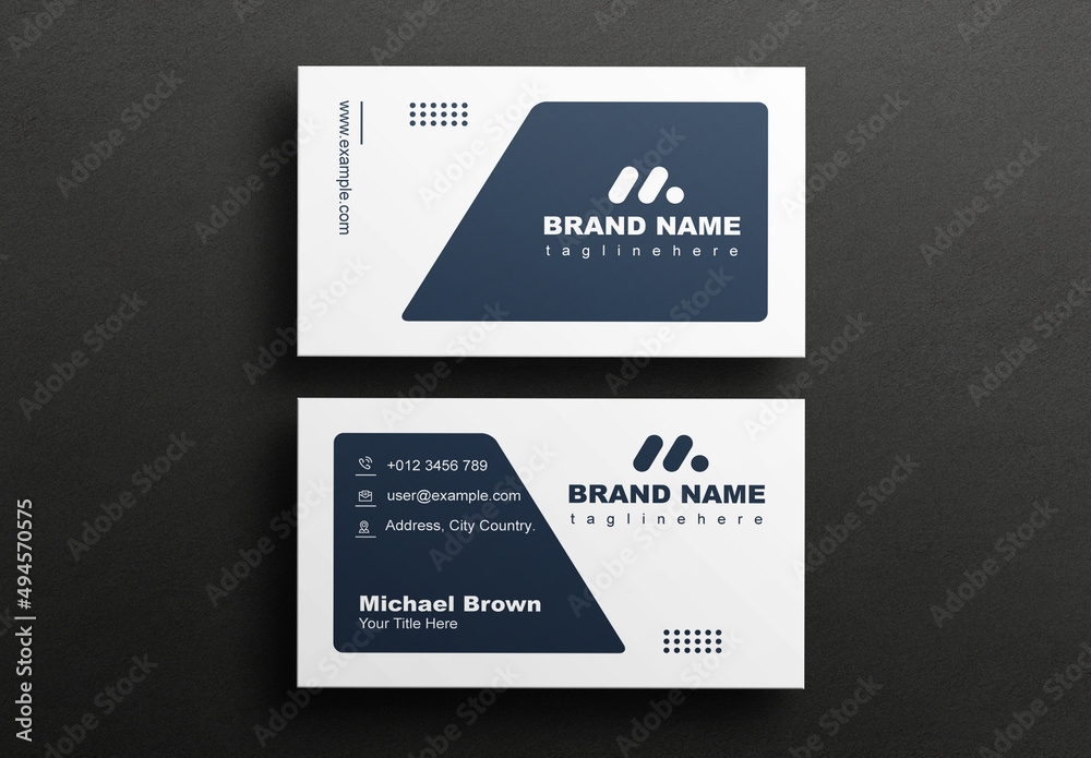 Business Card Blue Color Design Layout Stock Template | Adobe Stock