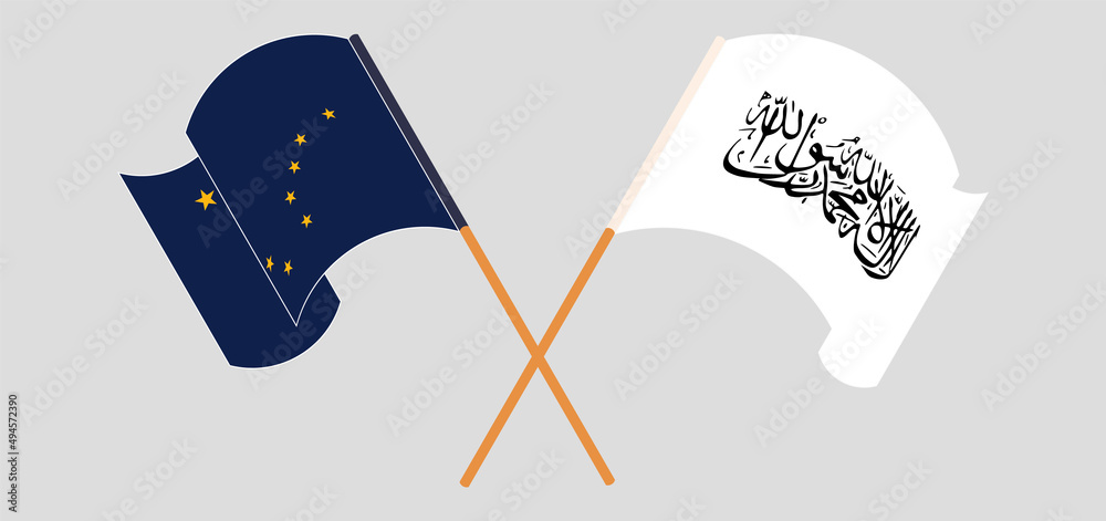 Crossed flags of the State of Alaska and Taliban. Official colors ...