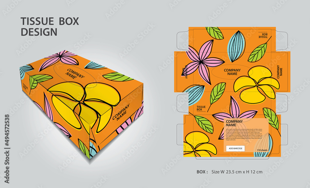 Tissue box Design summer flowers background, Box Mock up, 3d box, Can ...
