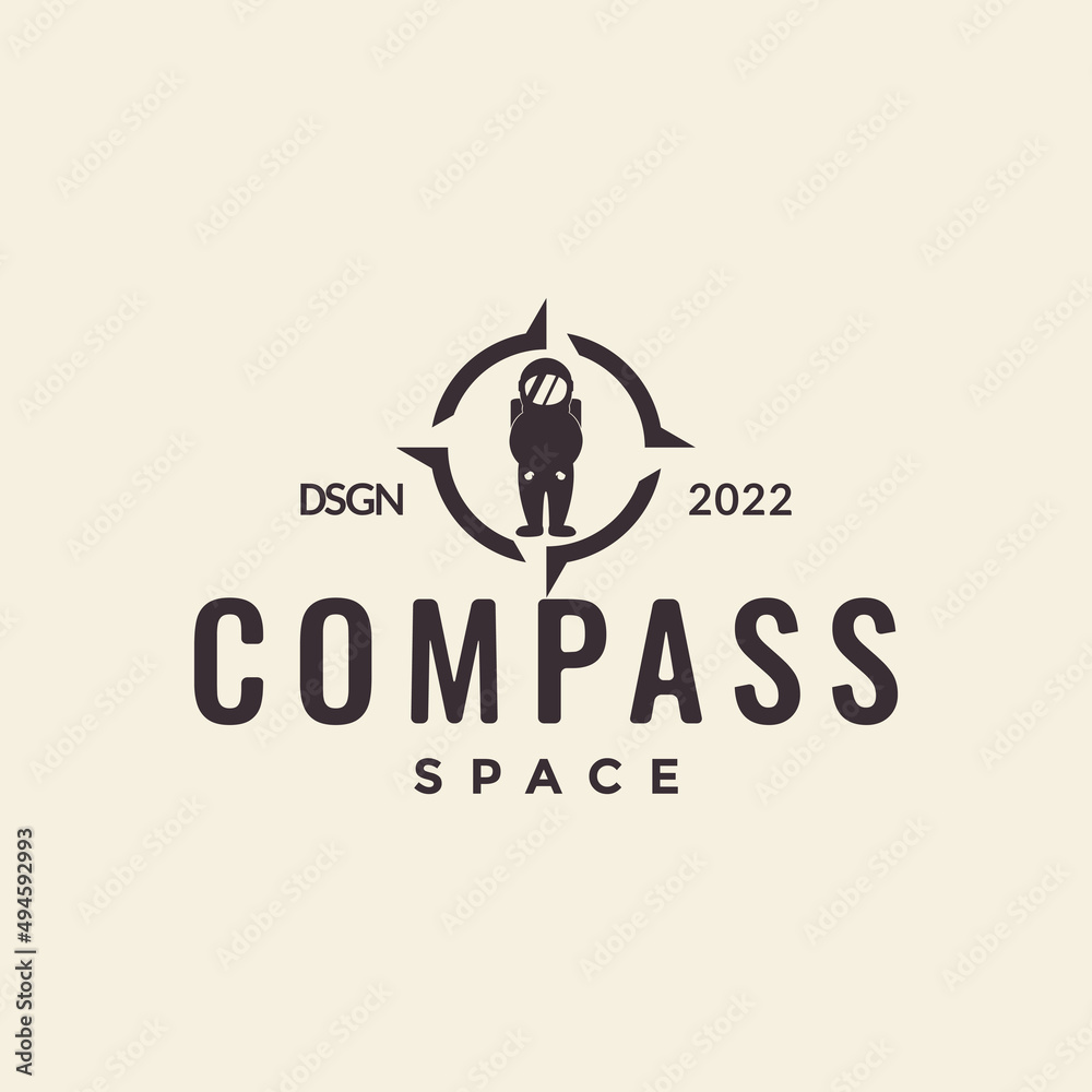 astronaut with compass space logo design, vector graphic symbol icon ...