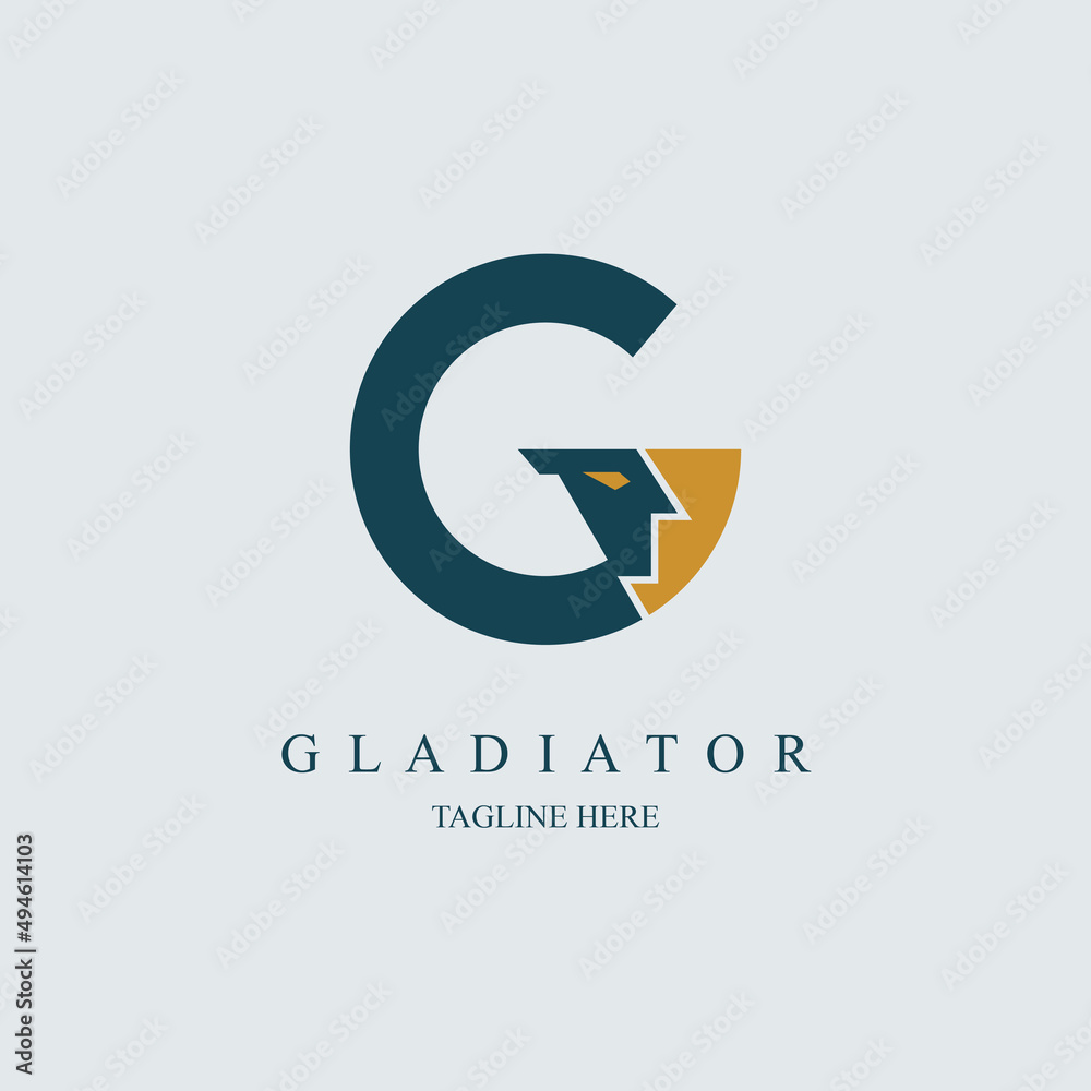 Letter G gladiator spartan warrior logo design template for brand or ...