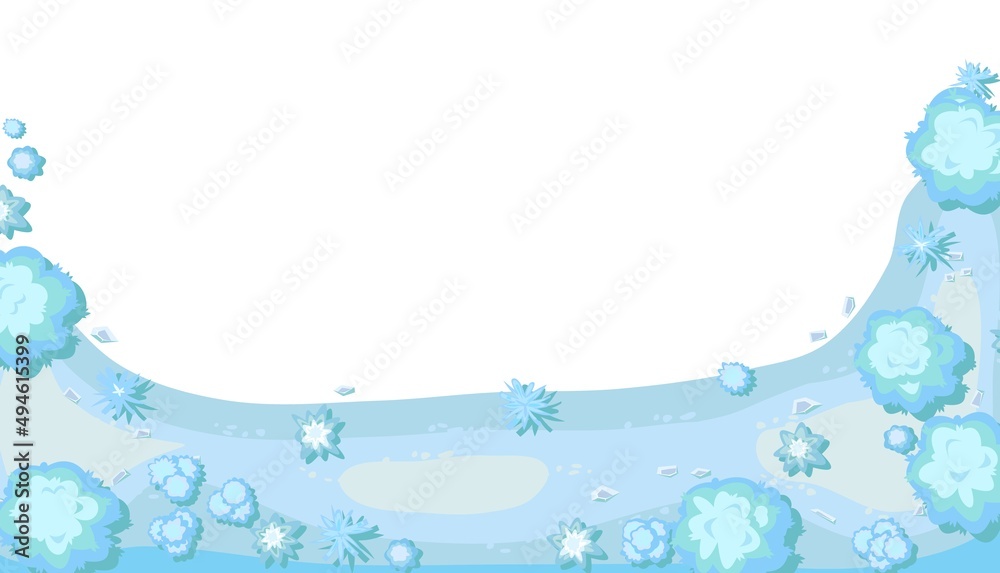 Winter landscape top view. Lower border. Frame around edge of image ...