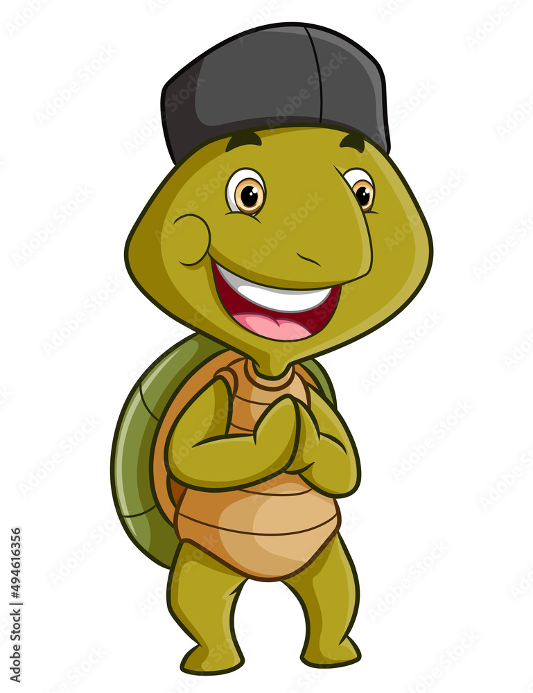 The cute turtle with the cap is giving the permission Stock Vector ...