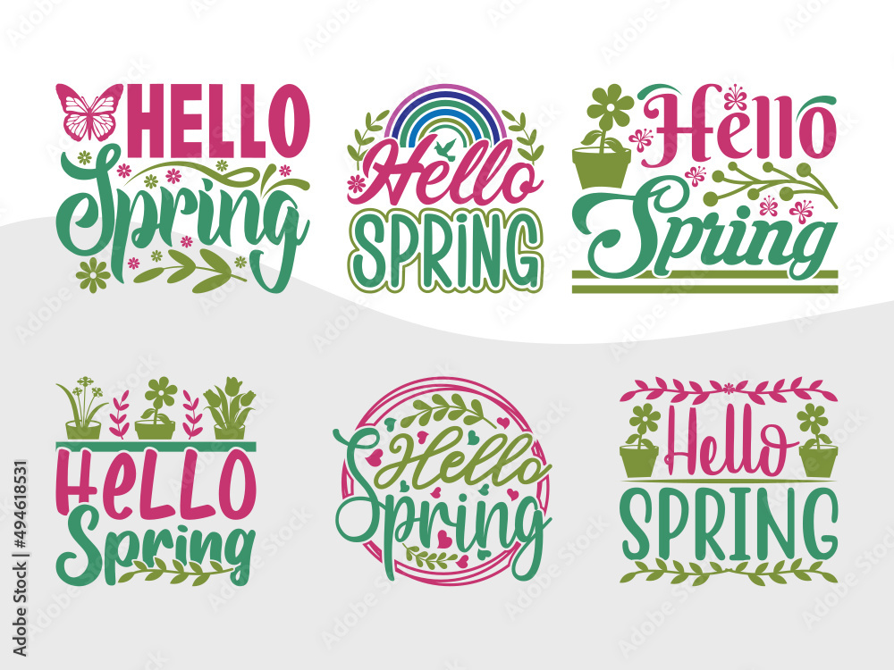 Hello Spring SVG Bundle, Spring Svg, Spring Time Svg, Flower Svg ...