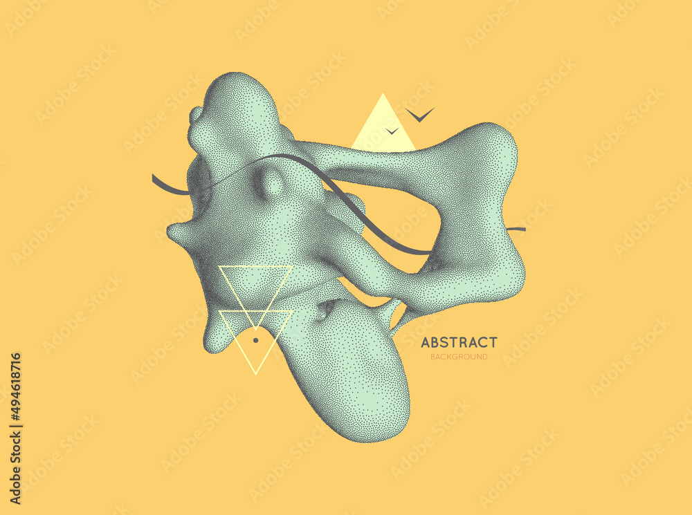 Abstract background with flowing liquid shape. 3D fluid graphic element ...