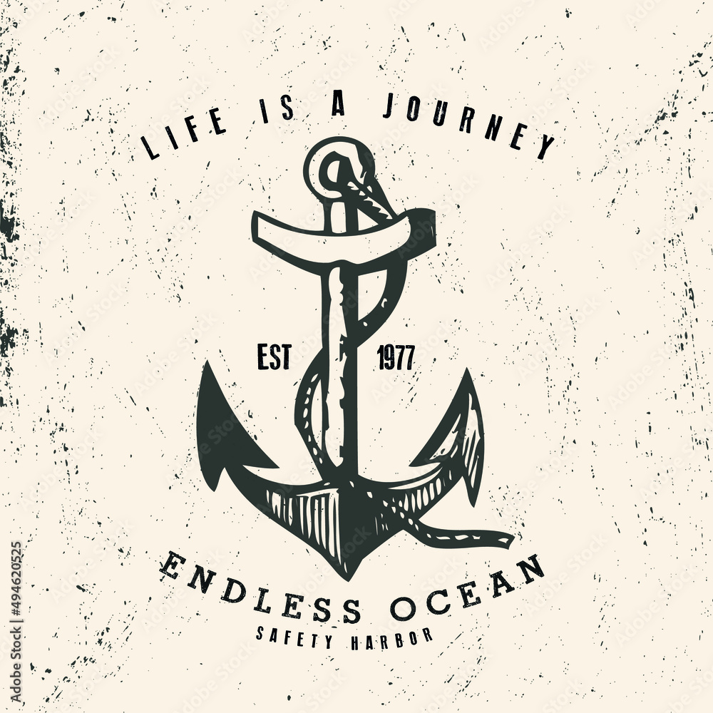 Anchor Sailor Vintage Nautical T-shirt Graphic Design Stock Vector ...