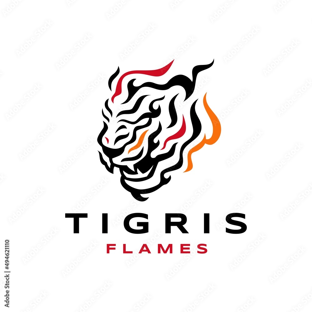 Tiger Fire Flame Tribal Logo Vector Icon Illustration Stock Vector ...