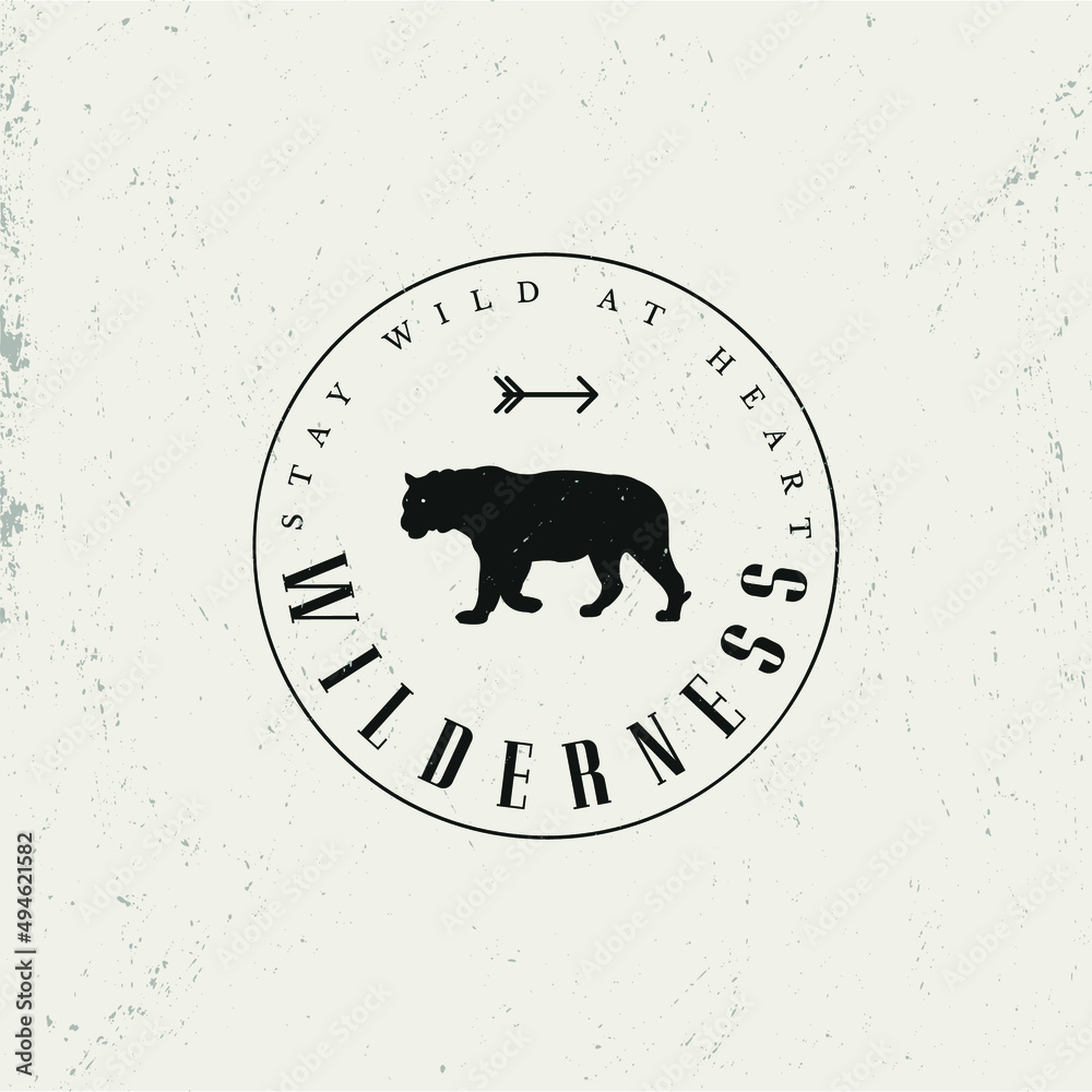 Wildlife adventure logo, Safari retro label isolated with editable ...
