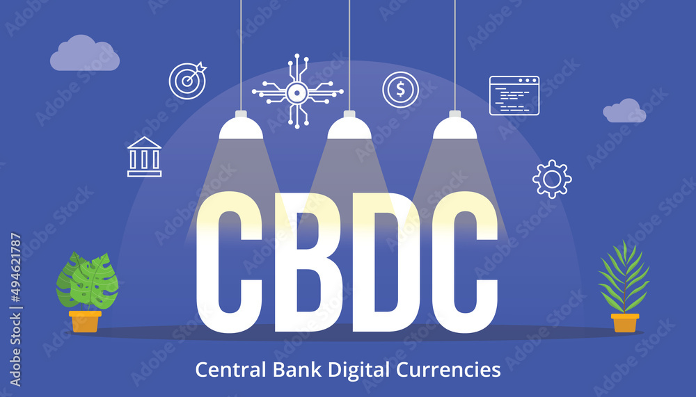 cbdc central bank digital currencies concept with icon and big word ...